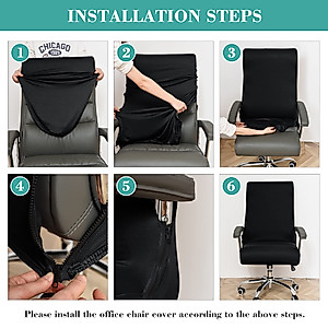 Jin Le Office Chair Cover- Large, Black- Removable Computer Chair Cover for Office Chair with Zipper for Universal Rotating Chair Desk Chair Cover High Back Chair Seat Washable Protector for Pets