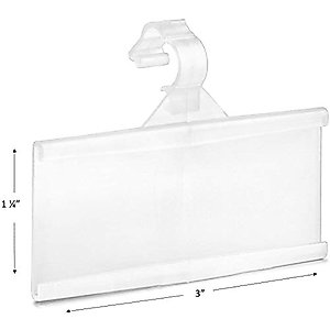Pack of 100 – Plastic Wire Shelf Label Holder, Sign and Ticket Holder, Easy Clip Design with Tight Snap Lock Closure. Height, 1-1/4" X Width, 3" | 100 Label Inserts Included