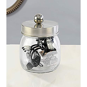 Home-X Mason Jar for Bathroom Organization, Apothecary Jars with Lids (Silver) 8 oz capacity