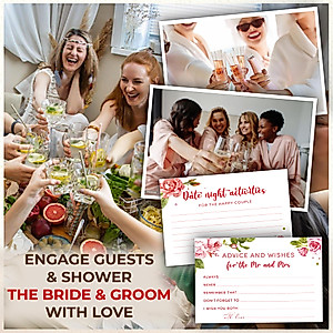 STOFINITY Advice and Wishes for The Mr and Mrs - Wedding Advice Cards for Bridal Shower Decorations, Bridal Shower Advice Cards for Bride and Groom, Floral Bridal Shower Games Advice and Wishes Box