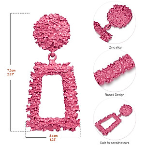 9 Pairs Statement Drop Earrings Geometric Dangle Earrings Raised Design Metal Earrings for Women Girls Favor, 9 Colors (Style 1)