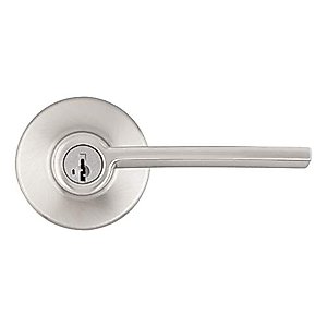 Kwikset Ladera Door Lever Keyed Entry Door Handle , Round Rose in Satin Nickel