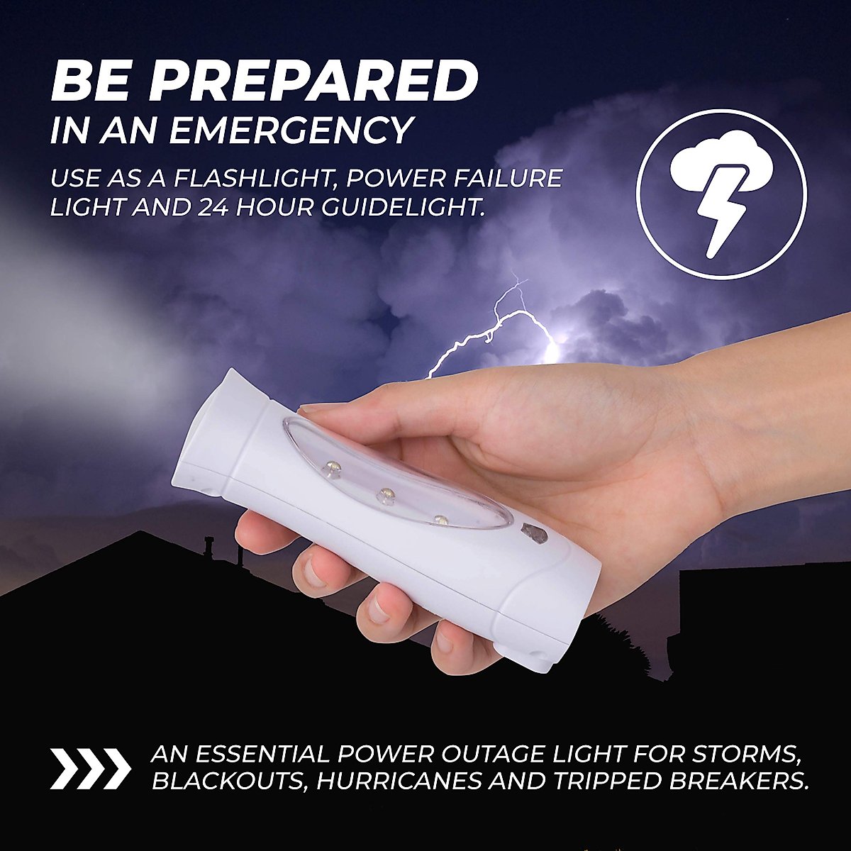 Amerelle LED Emergency Lights For Home Power Failure, 6 Pack - Triple Function Power Failure Light and Plug In Flashlight Combo, With Rechargeable Battery - Be Snow Storm & Hurricane Ready (71134)