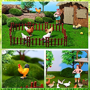 18 Pcs Farm Cute Animal Figurines Easter Toy Set 7 Pcs Simulated Chicken Figurines Realistic Plastic Farmer Feeder 10 Pcs Mini Fence Toys Preschool Toy Figure Play Set for Collection Educational Props