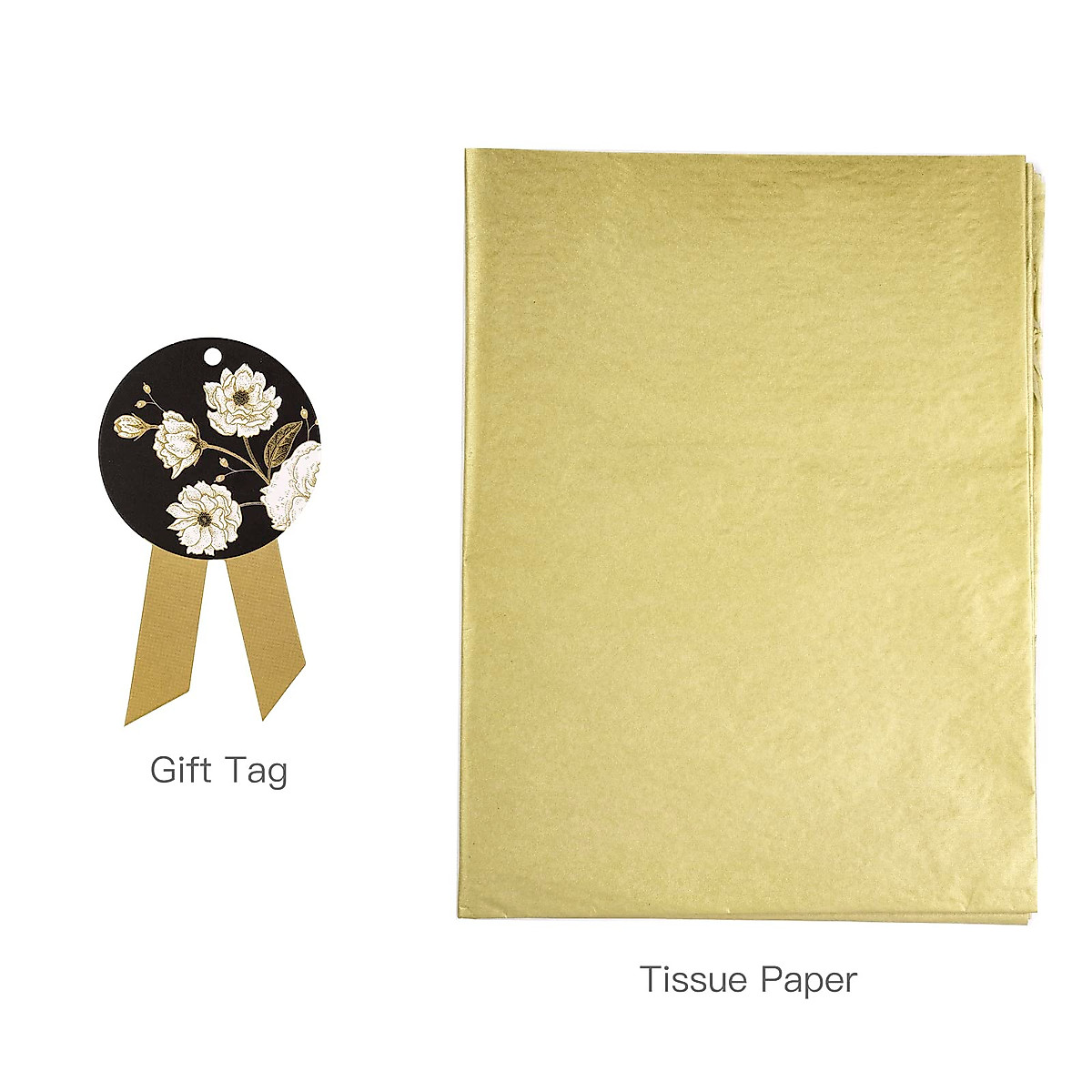 Loveinside Black and Gold Gift Bag Foil Floral with Tissue Paper for Mother's day, Birthday, Valentine's Day, Wedding, Anniversaries, Engagements - 13" x 10" x 5", 1 Pcs