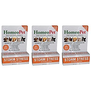 HomeoPet Storm Stress, 3 450-Drop Bottles, Natural Pet Anxiety Relief for All Weights