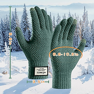 Unaone Winter Gloves for Men, Touch Screen Texting Warm Gloves Cold Weather Gloves with Soft Knit Lining and Elastic Cuff, Green