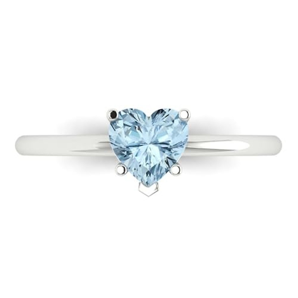 Clara Pucci 1.0 ct Heart Cut Solitaire Blue Simulated Diamond 5-Prong Engagement Bridal Promise Anniversary Ring 18K White Gold Size 7