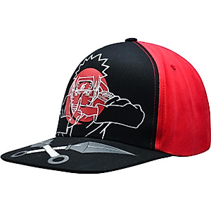 Naruto Baseball Hat, Jutsu Daggers Design Adult Snapback Cap with Flat Brim, Red/Black, One Size