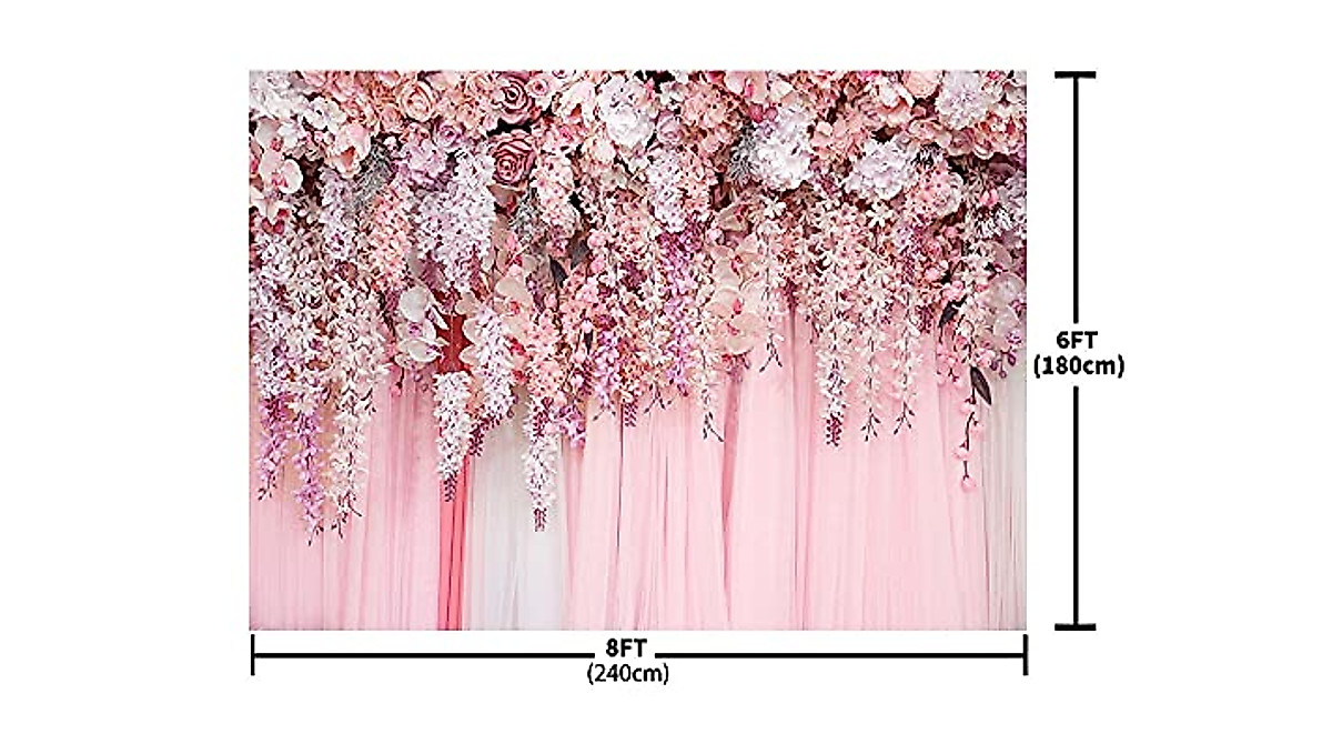 ABLIN 8x6ft Pink Rose Backdrop for Weddings & Events