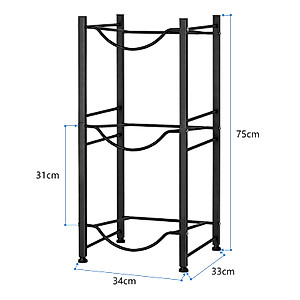 MOOACE 3-Tier Water Jug Rack, 5 Gallon Detachable Water Bottle Holder for Kitchen, Office, Home, Black