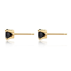 Natural Sapphire Round Stud Earrings for Women in 14k Yellow Gold with Push Back 5 mm by Lavari Jewelers