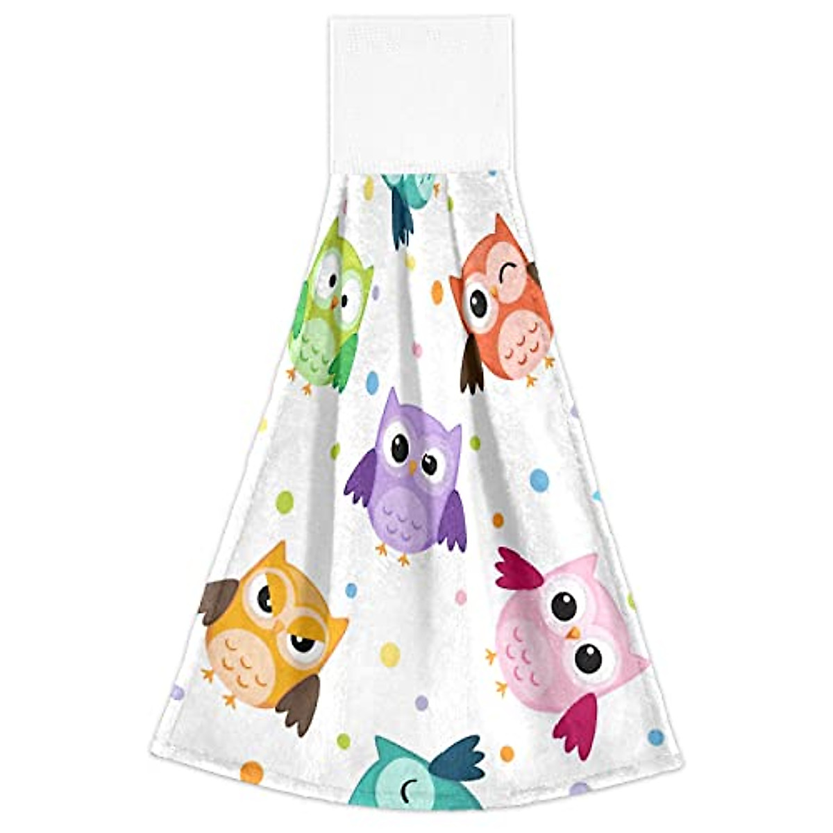 Kigai Owl Kitchen Hanging Towels Set of 2, Absorbent Hand Tie Towels Tea Bar Dishcloths Dry Towels for Kitchen Bathroom Home Decor, 12 x 17 Inch