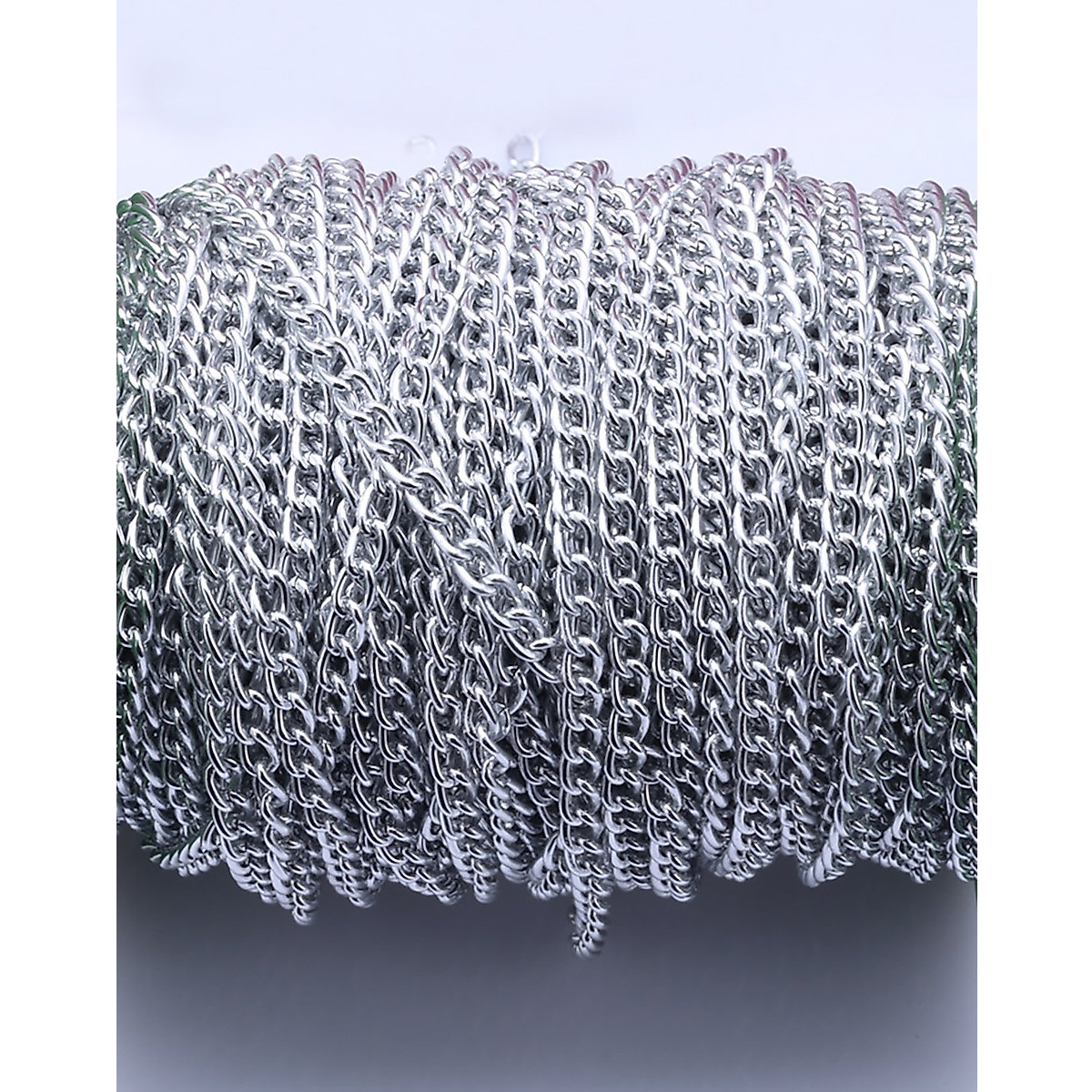 32.8ft 4.5mm Width Never Fade Aluminum Curb Chain Link Twisted Chains Metal Cable Chain Link Silver Jewelry Making Chain for DIY Making Bracelet Necklace