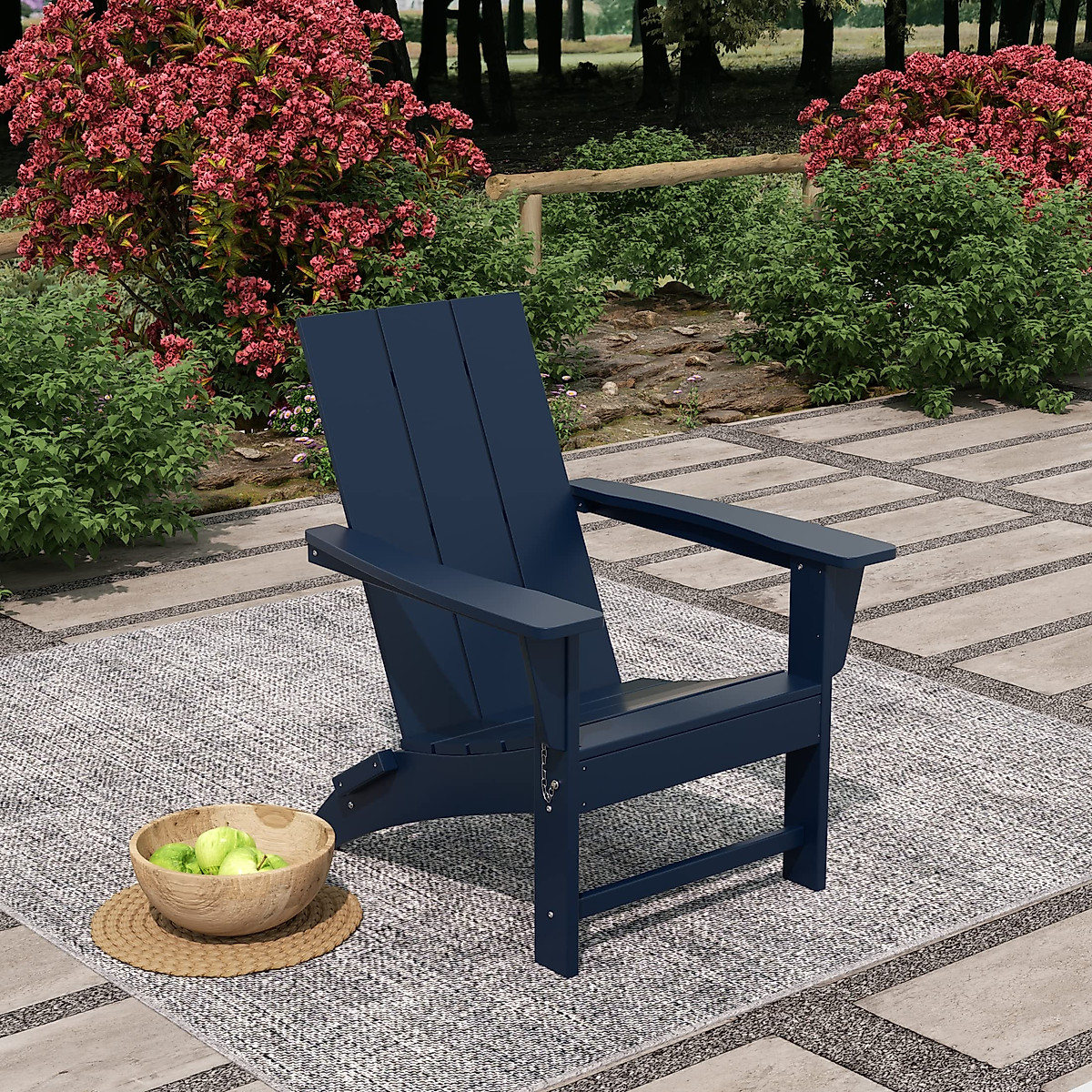WO Home Furniture HDPE Adirondack Chair Folding Poly Lumber All Weather UV/Fade Resistant Heavy Duty for Patio, Backyard, Balcony, Garden, Lawn (Navy Blue)…