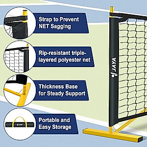 JAYA Portable Pickleball Net, IPF Standard 22FT, Steady Metal Frame, Easy Setup, Suitable for Driveways and Backyards Ginger Yellow with Black