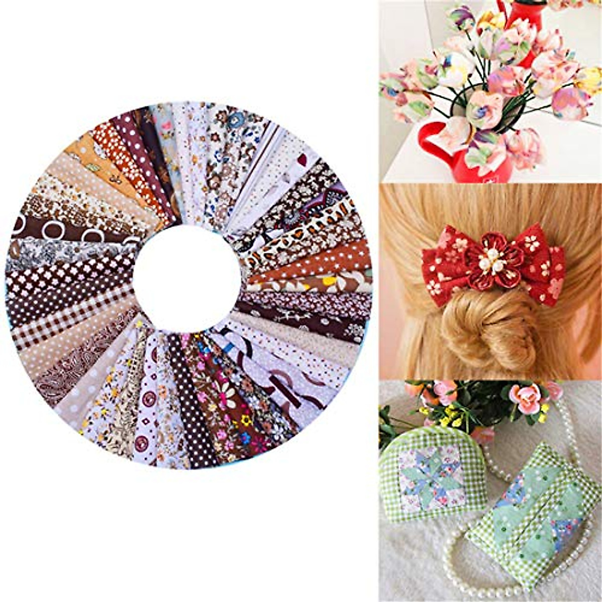 100 PCS Cotton Craft Fabric Bundle Squares Patchwork Lint Different Designs 4 X 4 inches (10cm x 10cm) for DIY Sewing Quilting Scrapbooking Pieces 4×4in Assorted Printed