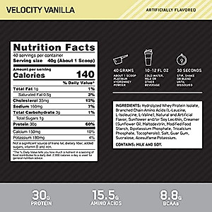 Optimum Nutrition Platinum Hydrowhey Protein Powder, 100% Hydrolyzed Whey Isolate Powder, Flavor: Velocity Vanilla, 3.5 Pounds (Packaging May Vary)