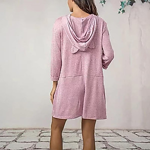 Gesaofa I Do What I Want Cat Graphic Hoodies for Women Irregular Hem 3/4 Sleeve Cat Ear Hooded Tunic Tops with Pockets Women Tunic with Cat Hoodies Tunic with Cat Ear Hoodies Cat Ears Pink Hoodies