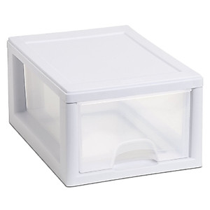 Sterilite 20518006 6 Quart/5.7 Liter Stacking Drawer, White Frame with Clear Drawer,(pack of 6)