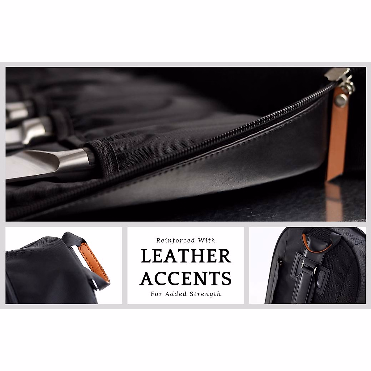 Chef Knife Bag (21+ Slots) is Padded, Includes a Padlock, Holds 21 Knives PLUS Your Knife Steel, a Zipped Tool Pouch, and More! Our Professional Line Knife Carrier Includes Name Card Holder (Bag Only)