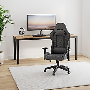 Comfty RGB LED Reclining Diamond Quilted Black Leather Racing Gaming Pillows & Remote Control Chairs, Multicolor