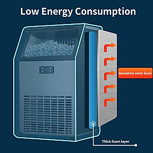 Undercounter Commercial Ice Maker Machine, 100 LBS/24H with 33LBS Large-Capacity, Freestanding|Countertop Ice Machine with Scoops for Commercial Use Bar, Coffee Shop, Restaurant, Office, Garage, Home