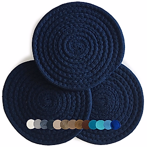 8" 100% Cotton Trivets-Set of 3-Navy Blazer