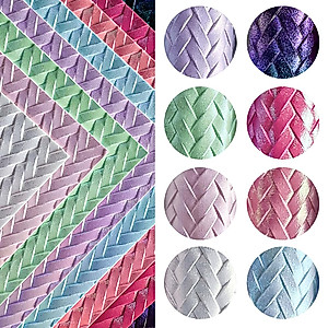 8 Pcs/Set Rainbow Embossed Texture Faux Leather Sheets 8.3x11.8 Inch Synthetic PU Leather for Wallets Keychains DIY Handicrafts