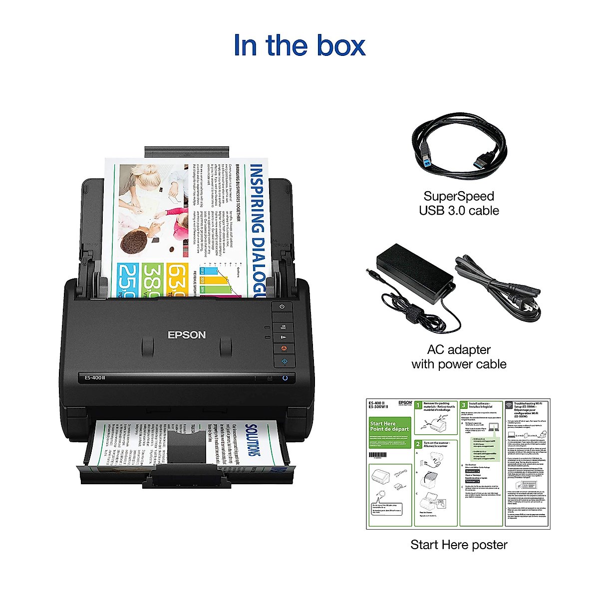 Epson Workforce ES-400 II Color Duplex Desktop Document Scanner for PC and Mac, with Auto Document Feeder (ADF) and Image Adjustment Tools (Renewed)