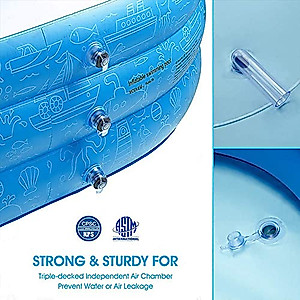 Swimming Inflatable Pool 92'' X 56'' X 20'' Family Blow Up Kiddie Pool Full-Sized Play Center for Kids Children, Backyard Garden Outdoor Summer Water Party Lounge Pool