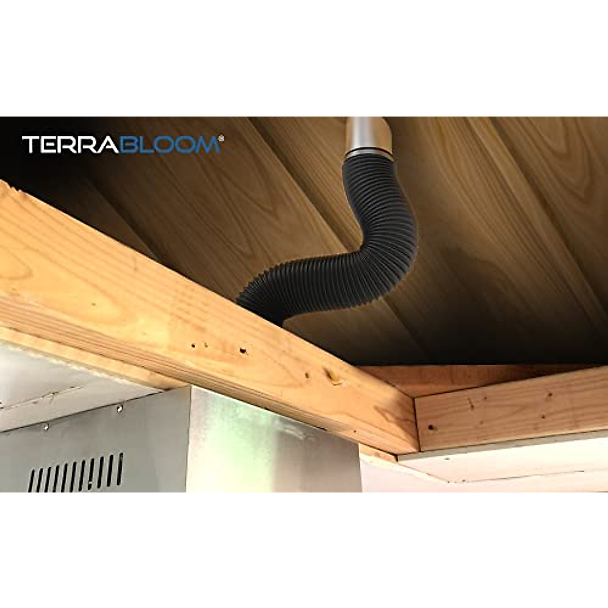 TerraBloom Flexible 6 Inch Ducting - Black 25 Feet Flex Aluminum Duct with 2 Clamps – 4 Layer HVAC Ventilation Air Hose - Great for Grow Tents, Dryer Rooms, House Vent Register Lines