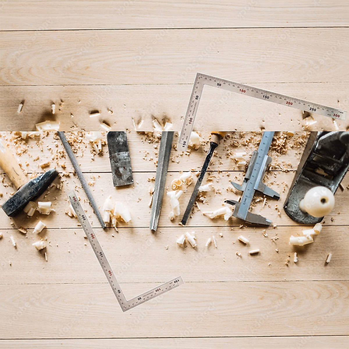 Cheerock L Shaped Ruler 6" x 12" Metal 90 Degree Square Ruler Right Angle Ruler for Carpenter Engineer - 300 x 150mm