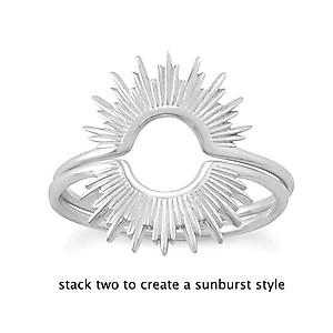 IVY & BAUBLE Sterling Silver Sunburst Rings | Stackable or Pairable Cocktail Ring for Women, Size 8