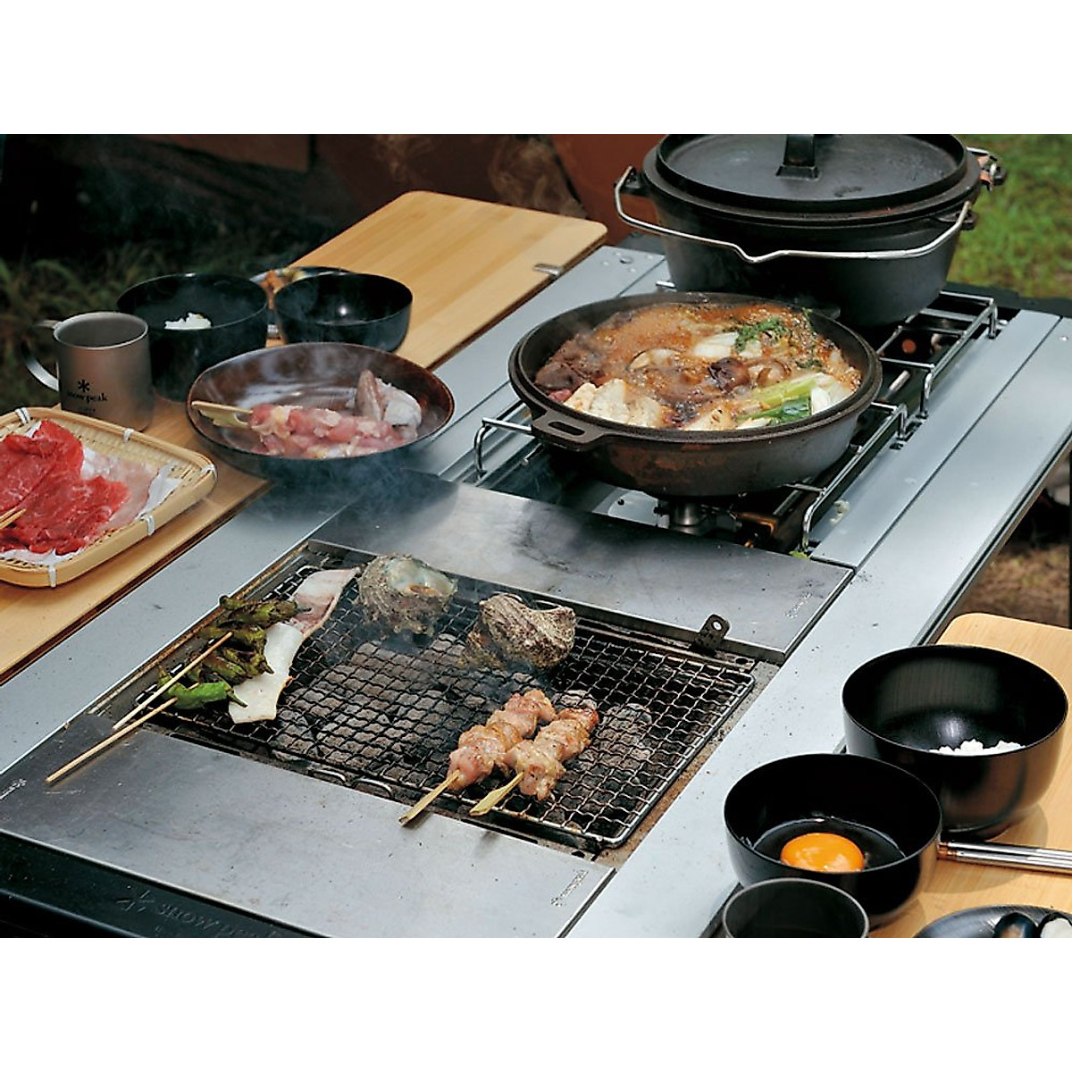 Snow Peak Iron Half Slide Top Grill Table