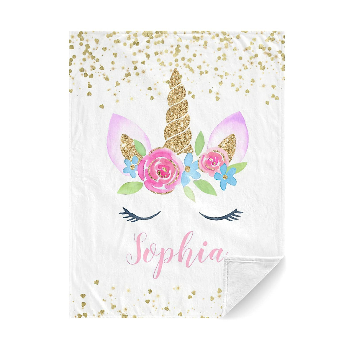 Seamaid Custom Unicorn Baby Blanket for Girls Customizable Baby Blanket with Name Personalized Baby Gifts Personalized Name Blanket Baby Girl Blanket - 30x40in