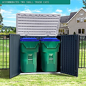 YITAHOME Outdoor Horizontal Storage Sheds w/o Shelf, Weather Resistant Resin Tool Shed, Multi-Opening Door for Storage of Bike, Trash Cans, Garden Tools, 27 cu ft, Waterproof, Lockable, Dark Gray