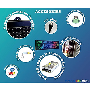 WiFi P6 high Resolution LED RGB Color Sign 40" x 11" with high Resolution P6 128x32 dots and New SMD Technology. Perfect Solution for Advertising