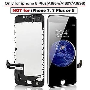 for iPhone 8 Plus Screen Replacement Black 5.5 Inch, Diykitpl 3D Touch LCD Digitizer Display for iPhone 8 Plus, with Repair Tools Kit for A1864,A1897,A1898 Glass Screen