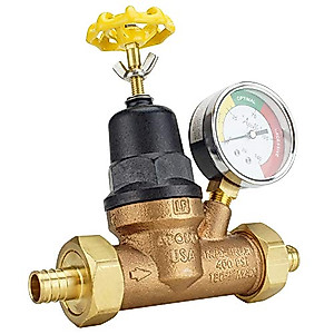 Apollo Valves ApolloPEX 3/4" Bronze Double Union PEX Water Pressure Regulator w/ Gauge (APXPRV34WG)