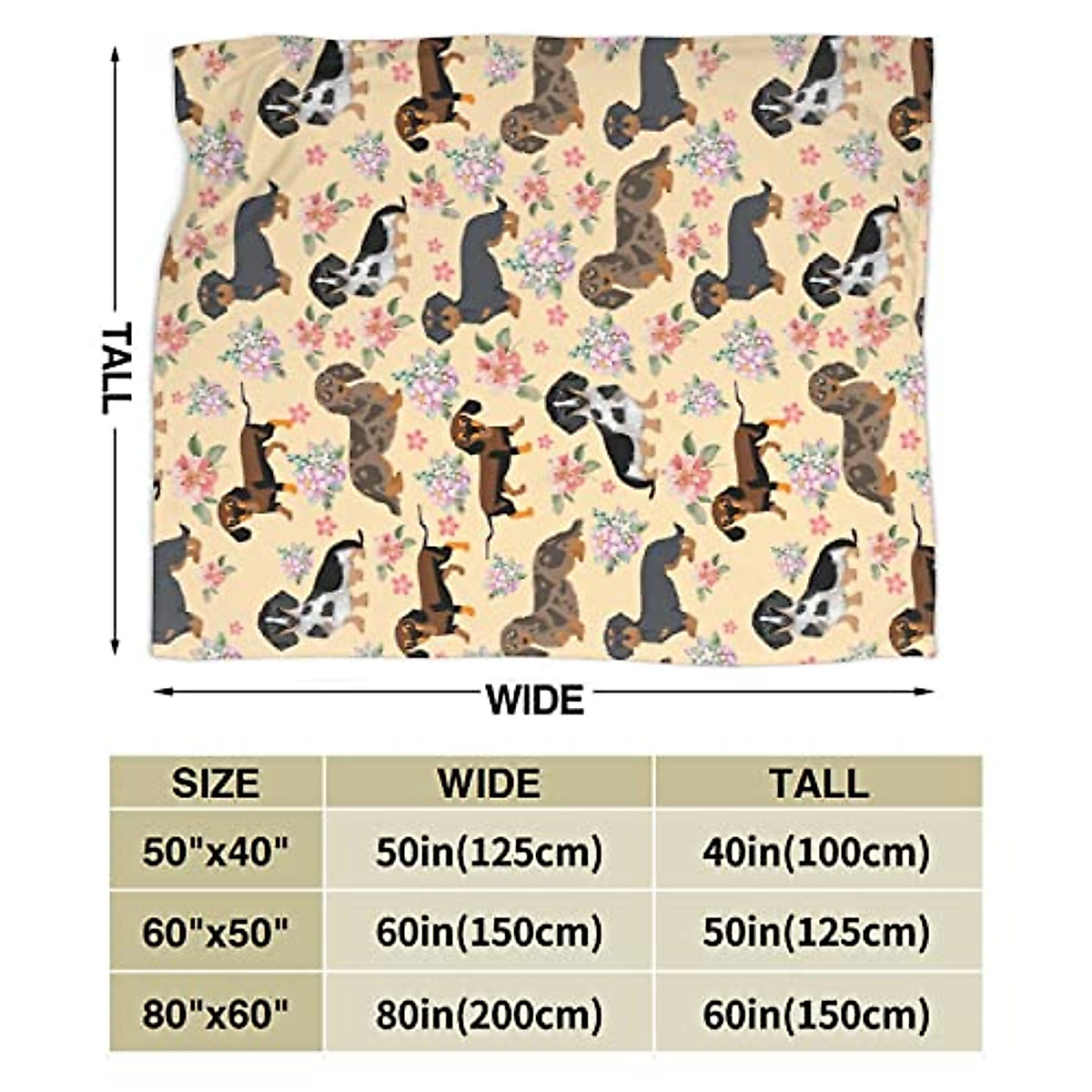 Dachshund Sausage Dogs Soft Throw Blanket 60"X50" Lightweight Flannel Blanket for Couch Bed Sofa Home Living Room Decor Travelling Camping for Kids Adults