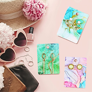 900 Pcs Marble Earring Necklace Display Card Holder for Selling, 250 Pcs 5 Colors Jewelry Display Cards 150 Pcs Self Seal Bags and 500 Earring Back for Jewelry Packing, 2 x 2.8 Inches (Golden Ripple)