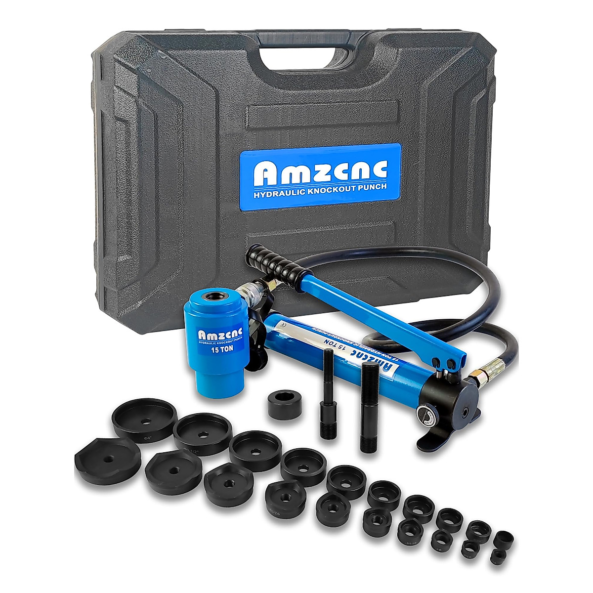 AMZCNC Hydraulic Knockout Punch Electrical Conduit Hole Cutter Set KO Tool Kit 1/2 to 4 inch (15T(1/2"-4"))
