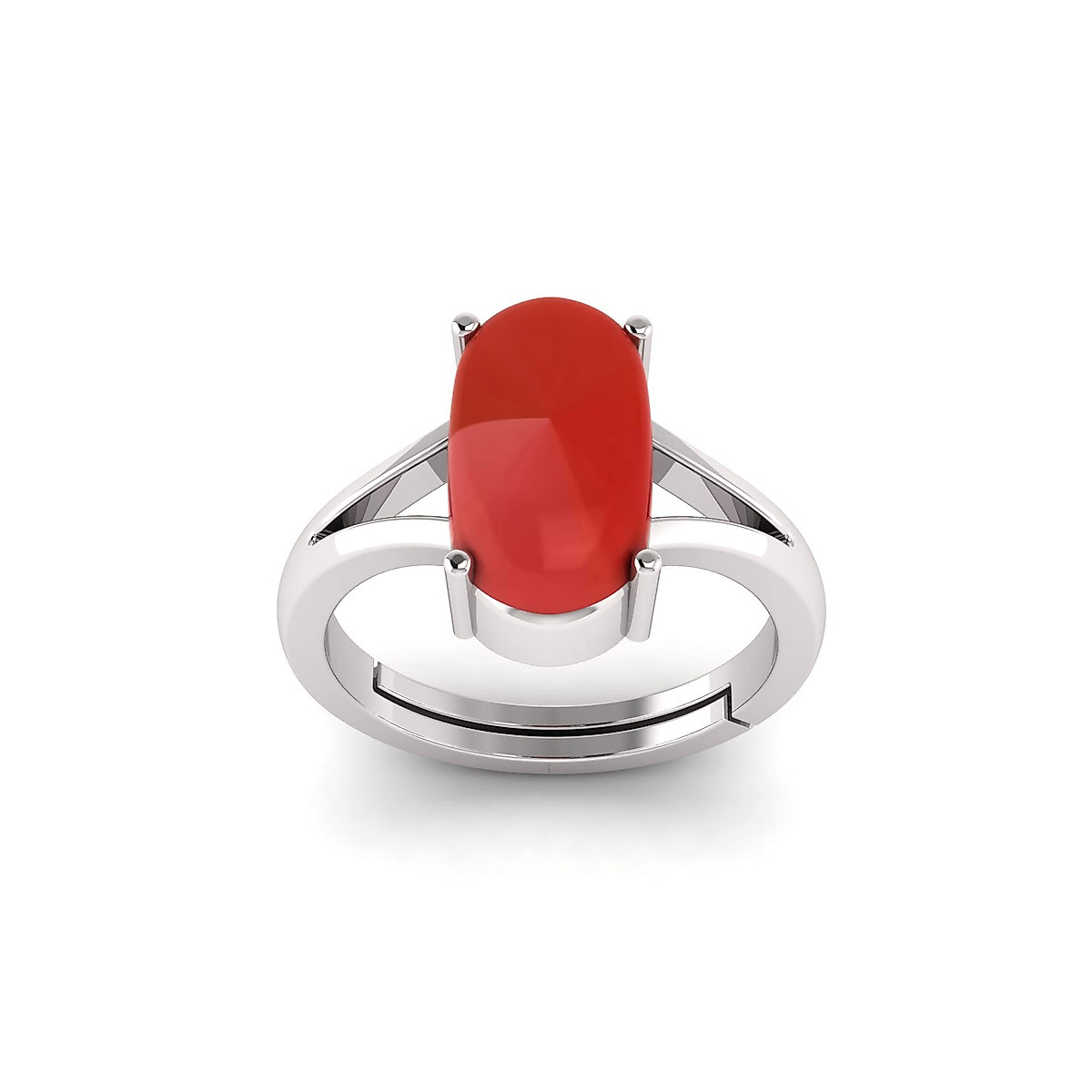 LMDPRAJAPATIS 10.50 Carat Natural Red Coral Moonga Capsul Astrological Purpose adjustable Ring Metal 925 Sterling Pure Silver With Lab Certificate