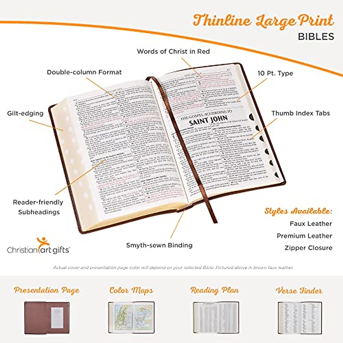 KJV Holy Bible, Thinline Large Print Faux Leather Red Letter Edition Thumb Index & Ribbon Marker, King James Version, White