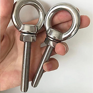HYXXYY Stainless Steel Eye Bolt, 2pack M10 Shoulder Eye Bolts 3/8" X 2.75"with Nuts and Washer Thread Lifting Ring Eyebolt