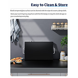 ARLIME Buffets Server Food Warmer for Parties, Electric Food Warming Tray W/Adjustable Temperature Control, 22’’x14’’ Tempered Glass Surface, Perfect for Parties Entertainment & Holidays