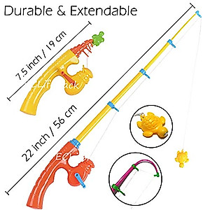 CozyBomB Magnetic Fishing Pool Toys Game for Kids - Water Table Bathtub Kiddie Party Toy with Pole Rod Net Plastic Floating Fish Toddler Color Ocean Sea Animals Gifts Age 3 4 5 6 Year Old