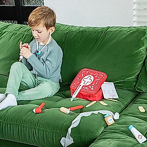 New Classic Toys Doctor Set - Pretend Play Toy for Kids Cooking Simulation Educational Toys and Color Perception Toy for Preschool Age Toddlers Boys Girls , Red