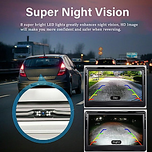 Kairiyard License Plate Backup Camera, Waterproof 170° View Rear View Reverse Camera Night Vision Back up Camera Systems for Cars Trucks Pickup SUVs Trailer